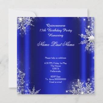 Royal Blue Quinceanera Silver Tiara 15th Birthday Invitation | Zazzle