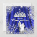 Royal Blue Quinceanera Silver Tiara 15th Birthday Invitation | Zazzle