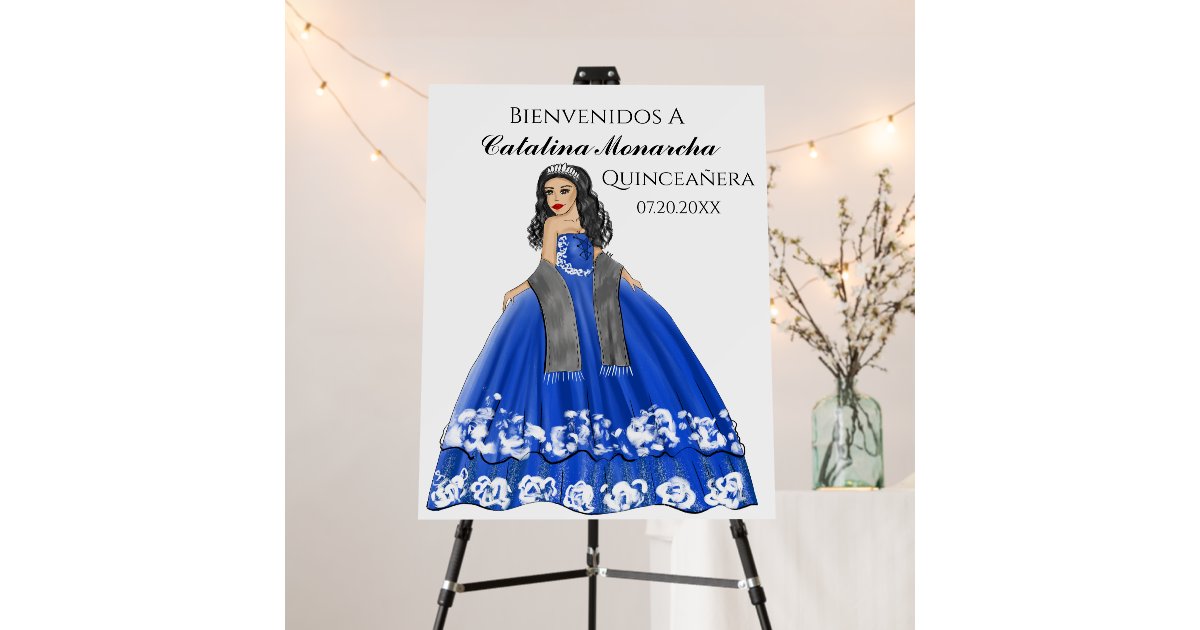 Royal Blue Ranchera Quince Dress Welcome Sign | Zazzle