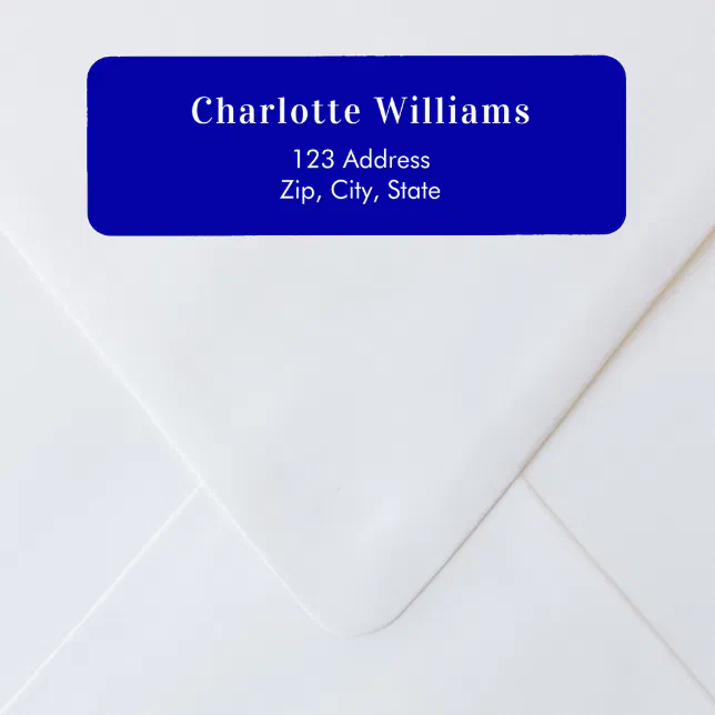 Royal blue return address label | Zazzle