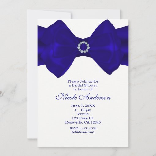 Royal Blue Ribbon & Diamonds Elegant Invitations | Zazzle