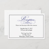 Royal Blue Script Wedding Reception Details Card | Zazzle
