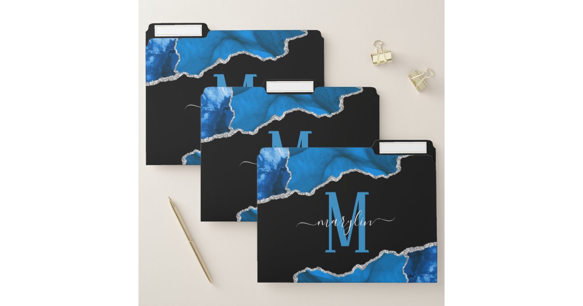 ROYAL BLUE & SILVER AGATE FILE FOLDER | Zazzle