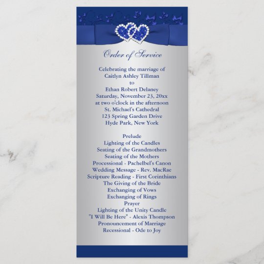 Royal Blue and Silver Floral Wedding Program | Zazzle.com