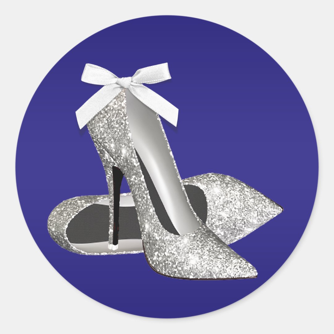 Royal Blue Silver High Heel Shoe Stickers | Zazzle