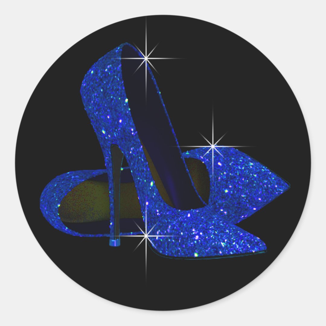 Royal Blue Silver High Heel Shoe Stickers | Zazzle