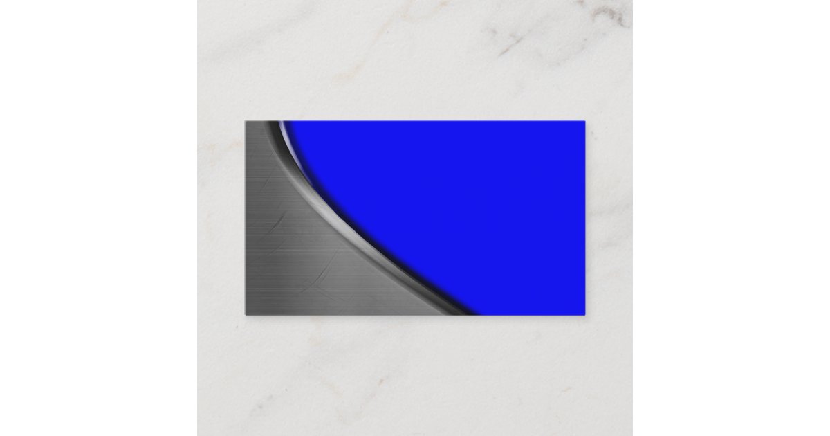 Royal Blue Silver Metal Curve Business Cards | Zazzle