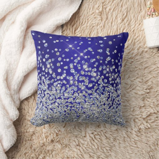 Royal Blue Silver Pretty Sparkle MoJo Pillow | Zazzle