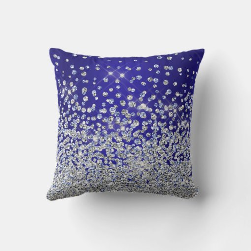 Royal Blue Silver Pretty Sparkle MoJo Pillow | Zazzle