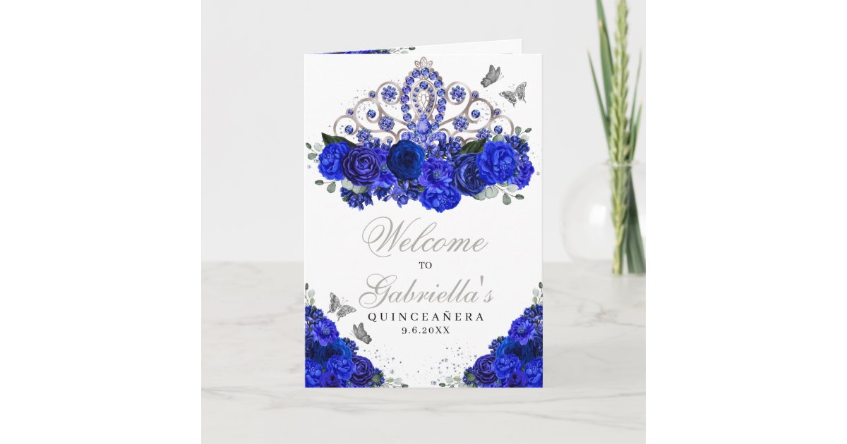 Royal Blue Silver Tiara Quinceanera Program | Zazzle