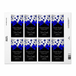 Royal Blue Silver Wine Bottle Labels | Zazzle