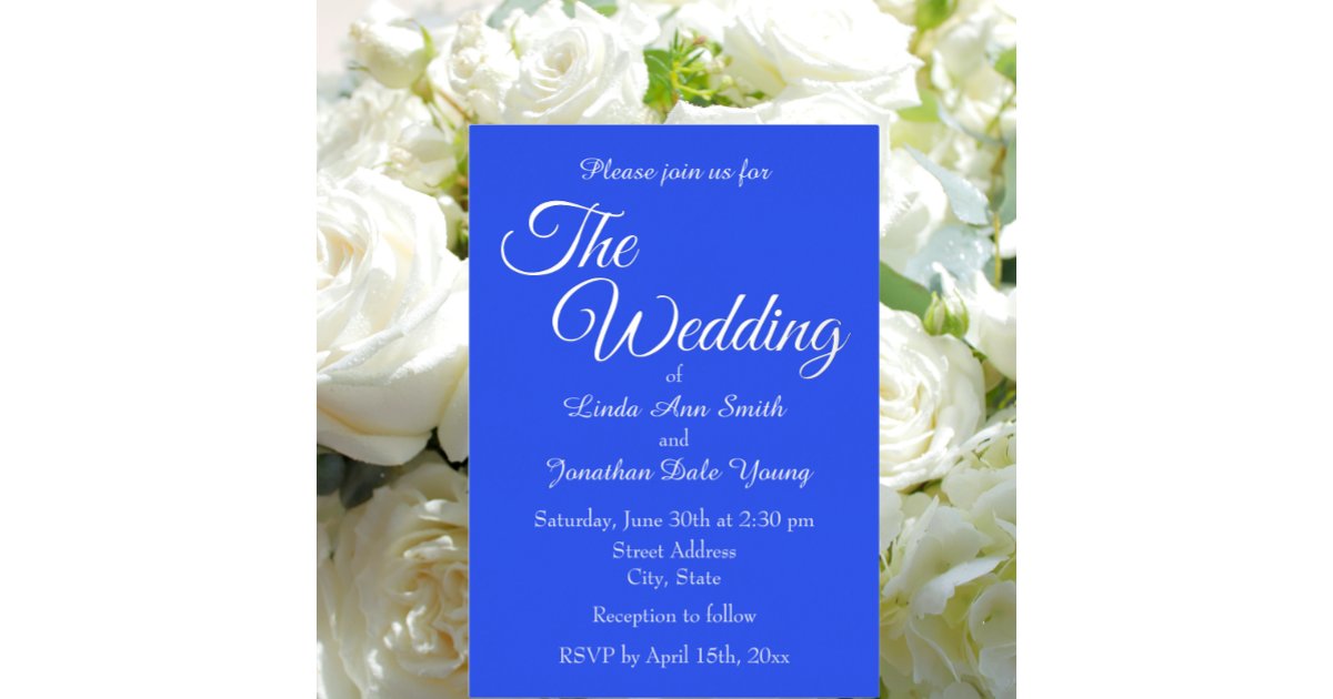 Royal Blue Simple Style Wedding Foil Invitation | Zazzle