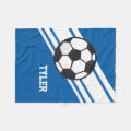 Royal Blue Soccer Ball Sports Personalized Name Fleece Blanket | Zazzle