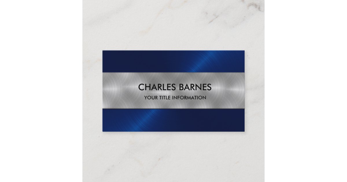 Royal Blue Stainless Steel Business Card | Zazzle