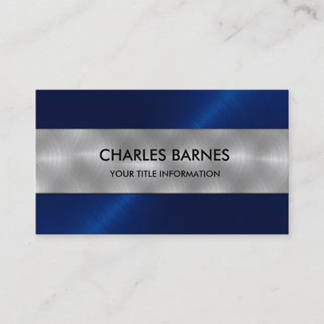 Royal Blue Stainless Steel Business Card | Zazzle
