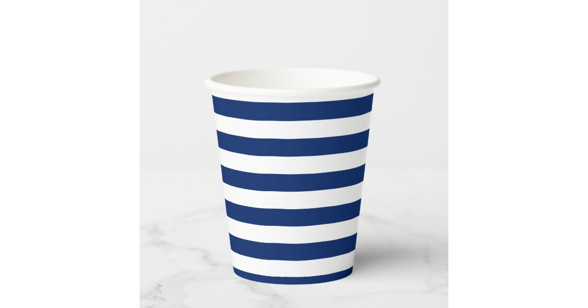 Royal Blue Striped Paper Cups | Zazzle