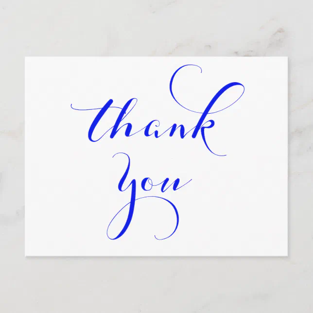 Royal blue thank you postcards | Zazzle