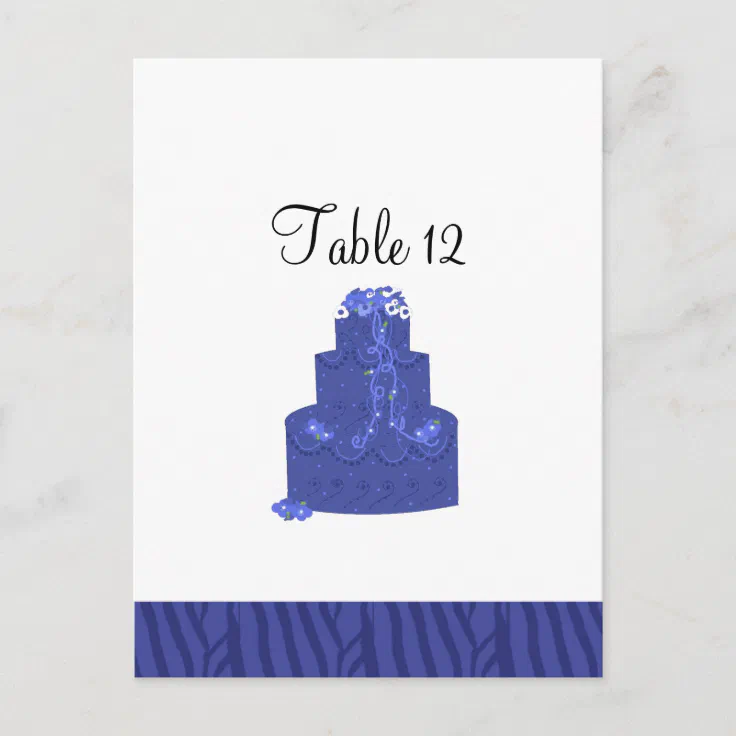Royal Blue Wedding Cake Table Seating Card | Zazzle