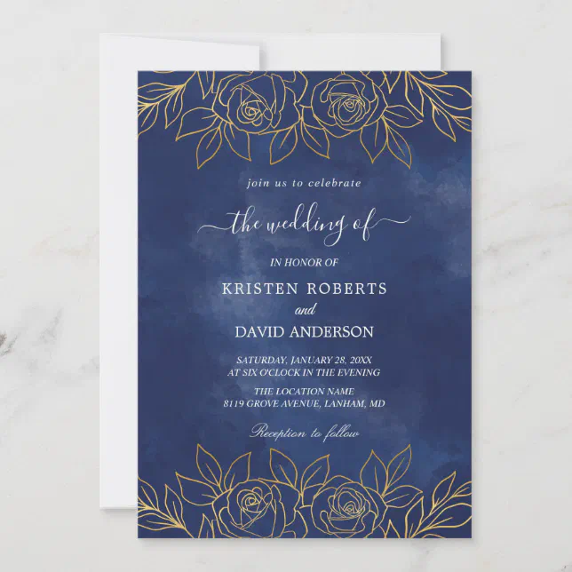 royal blue wedding invitation | Zazzle