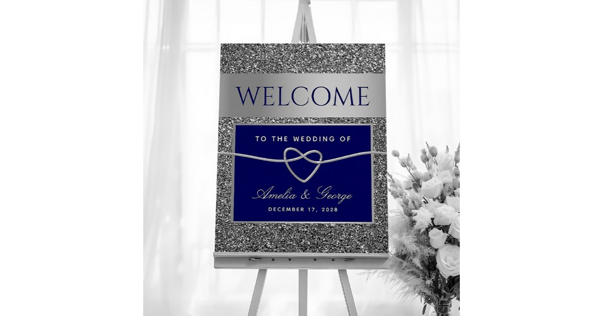 Royal Blue Wedding Welcome Sign | Zazzle