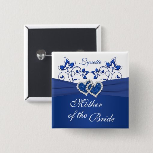 Royal Blue, White Floral Mother of the Bride Pin | Zazzle