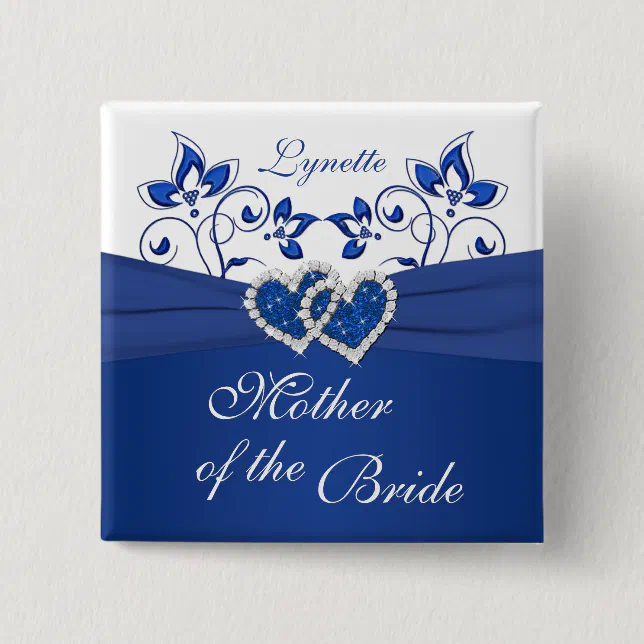 Royal Blue, White Floral Mother of the Bride Pin | Zazzle