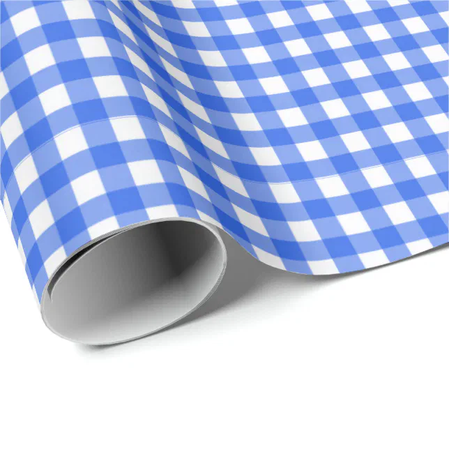 Royal Blue | White Gingham Wrapping Paper | Zazzle