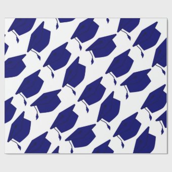 ROYAL BLUE & WHITE GRADUATION WRAPPING PAPER | Zazzle