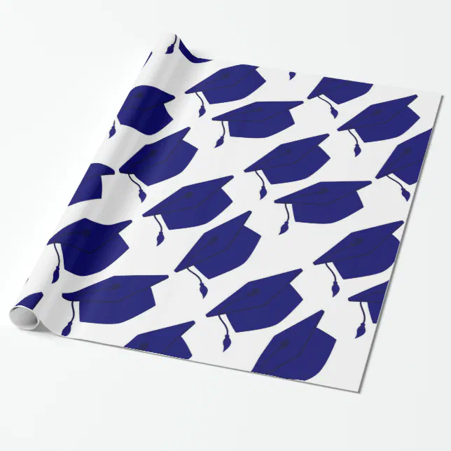ROYAL BLUE & WHITE GRADUATION WRAPPING PAPER | Zazzle