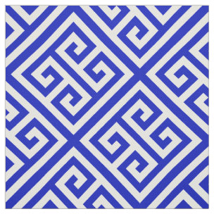 Royal Blue Greek Key Pattern Fabric | Zazzle