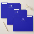 Royal blue white monogram initials name file folder | Zazzle