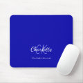 Royal blue white monogram initials name mouse pad | Zazzle