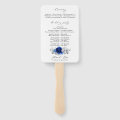 Royal Blue White Silver Floral Wedding Program Hand Fan | Zazzle