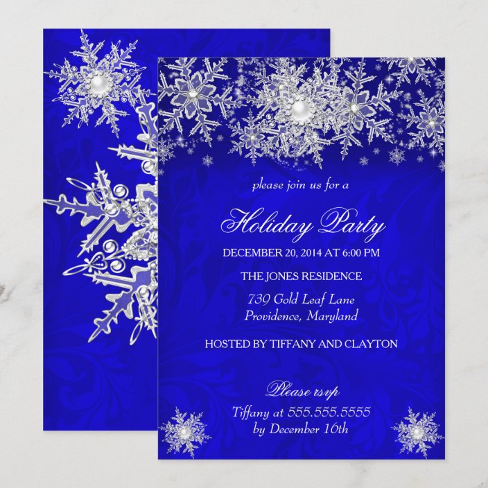 Royal Blue Winter Wonderland Holiday Party Invitation | Zazzle.com