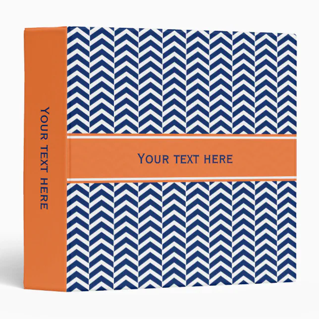 Royal Blue with Orange Chevron Pattern Binder | Zazzle