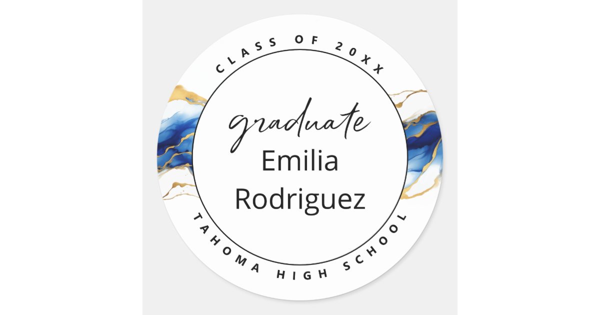 Royal Blue Yellow Gold Elegant Graduation seal | Zazzle