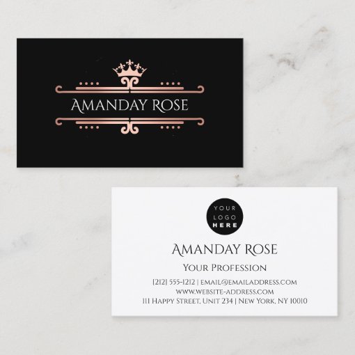 Royal Brand Name Rose Black Vintage Princess Business Card | Zazzle