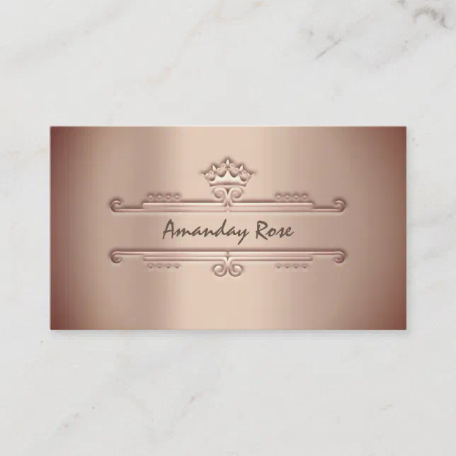 Royal Brand Rose Gold Professional Crown Frame Business Card | Zazzle