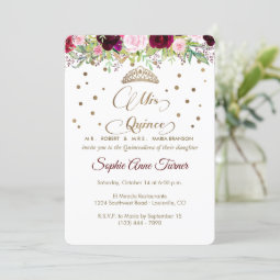 Royal Burgundy Gold Mis Quince Script Quinceañera Invitation | Zazzle