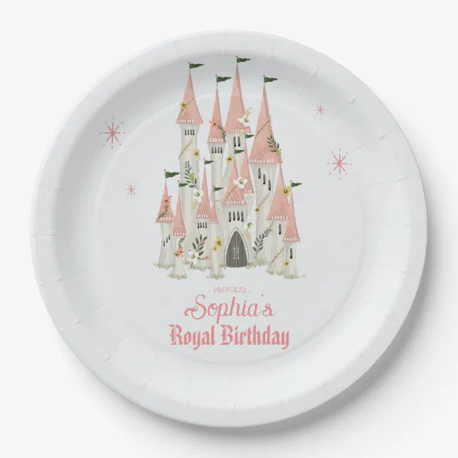 Royal Castle Birthday Party Plates Pink | Zazzle