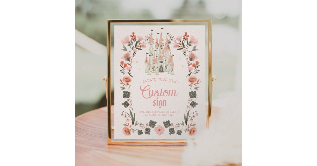 Royal Castle Birthday Sign - Custom Template Pink | Zazzle
