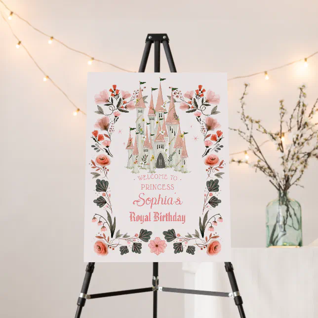 Royal Castle Birthday Welcome Sign Pink | Zazzle
