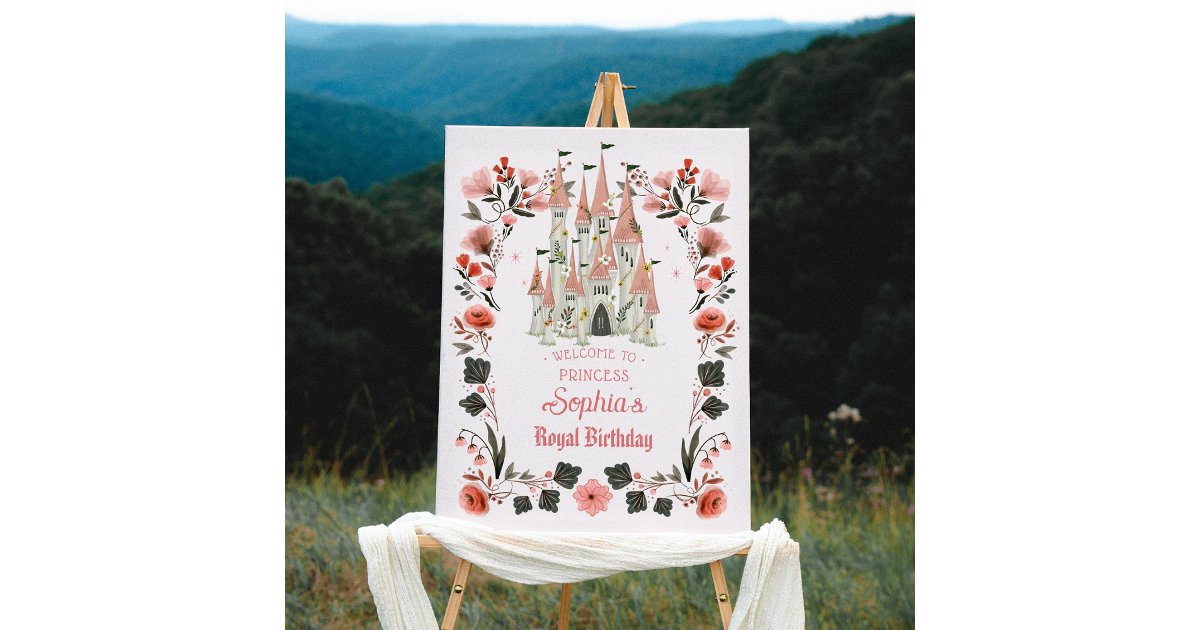 Royal Castle Birthday Welcome Sign Pink | Zazzle