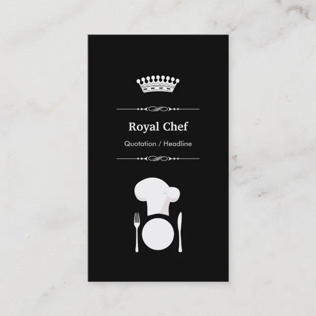 Royal Chef - Professional Modern Black White Business Card | Zazzle