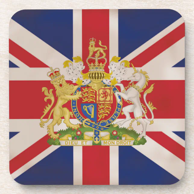 Royal Crest on Union Jack. Drink Coaster | Zazzle