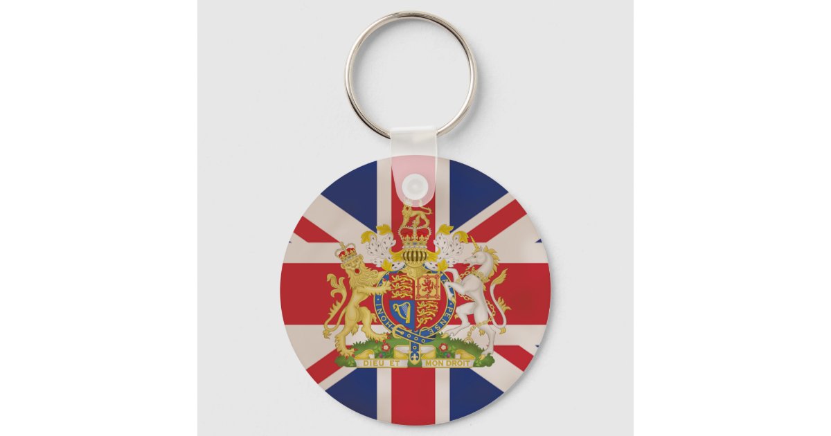 Royal Crest on Union Jack Flag Keychain | Zazzle