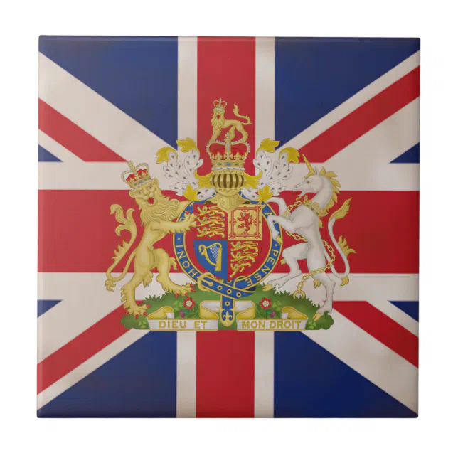 Royal Crest on Union Jack. Tile | Zazzle