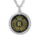 Royal Crown Laurel Wreath Black Gold Monogrammed Silver Plated Necklace ...