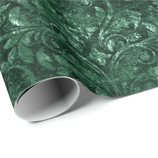 Royal Damask Crushed Velvet Deep Emerald Green Wrapping Paper | Zazzle.com
