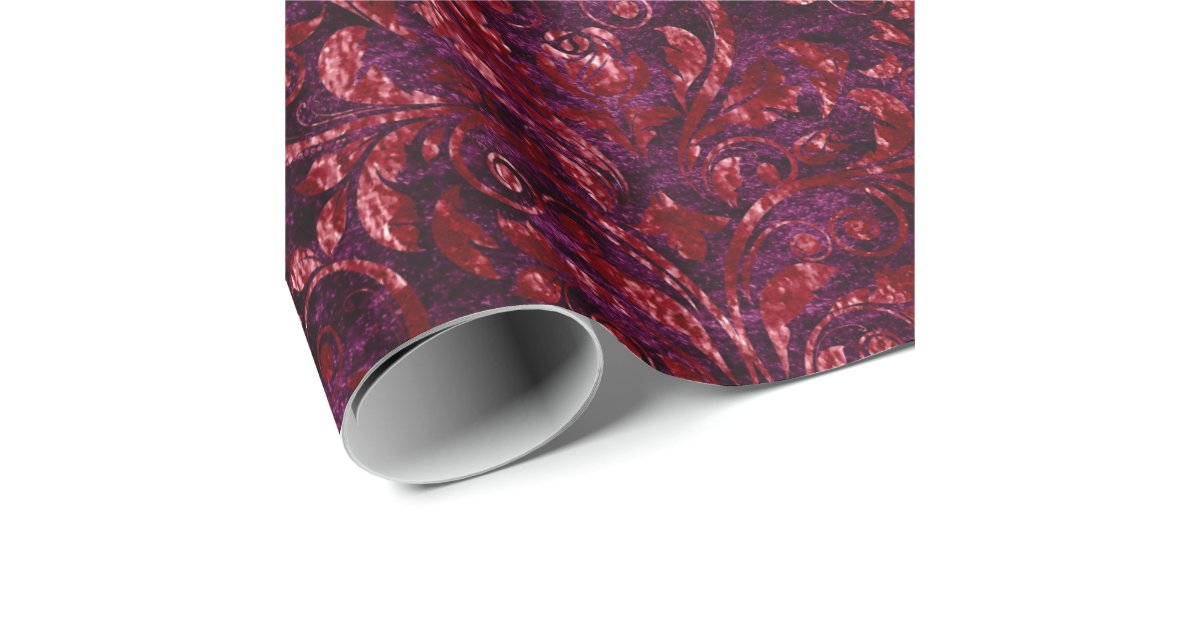 Royal Damask Crushed Velvet Purple Maroon Burgund Wrapping Paper | Zazzle